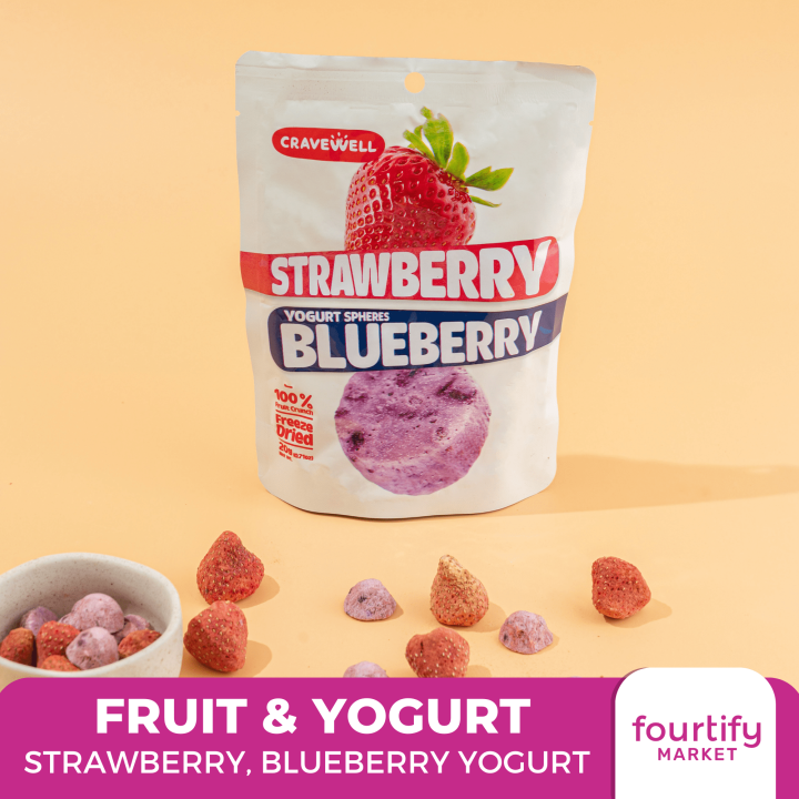 Cravewell Strawberry Blueberry Yogurt Sphere Fruit Crunch 20g | Real ...