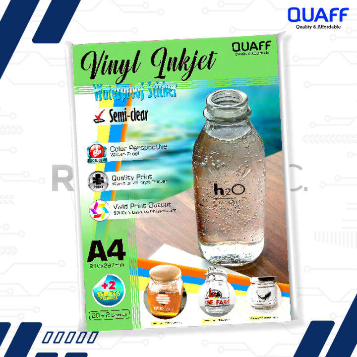 Risefullt QUAFF Vinyl Inkjet Sticker Waterproof Semi-Clear Transparent ...
