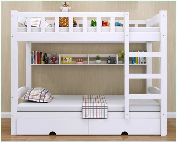 Full solid wood white upper and lower beds, adult upper and lower beds ...
