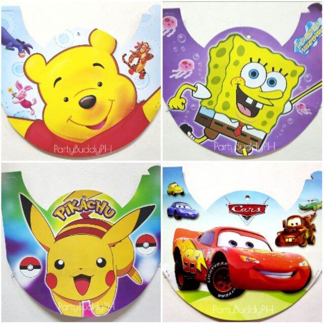 hot sale 10pcs Party Hats (Pooh Spongebob Pokemon Cars ) | Lazada PH