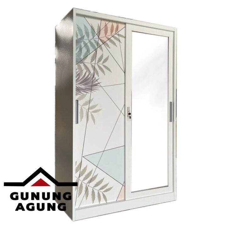 Lemari Baju Besi Sliding LB-318 - Lemari Pakaian Geser Jumbo 120 cm | Lazada Indonesia