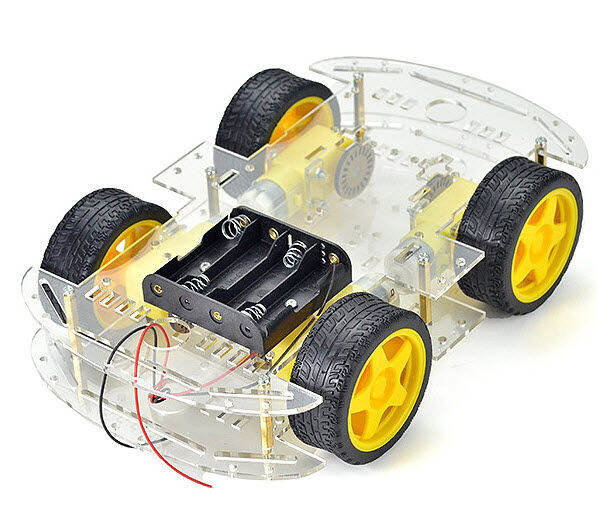 4WD Smart Car Chassis Kit Tracing Car With Speed Encoder 1:48 for Arduino (ZK-4WD-CLEAR ...