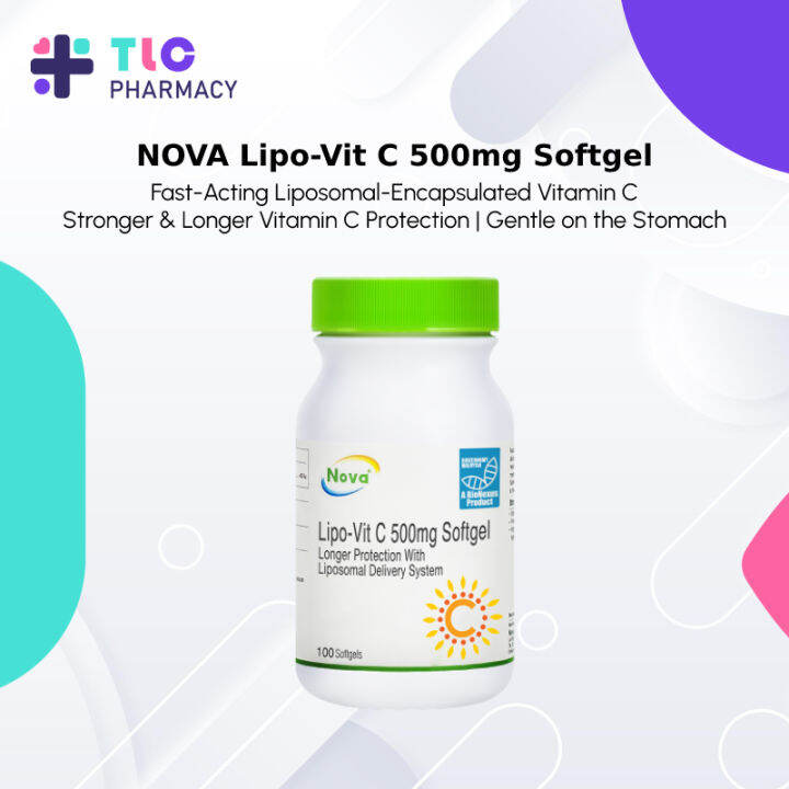 NOVA / Lipo-Vit C 500mg Softgel / Fast-Acting Liposomal-Encapsulated Vitamin C / Gentle On The ...
