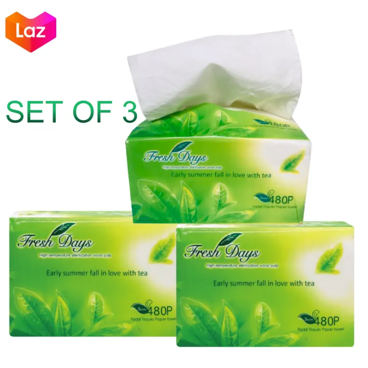 SET OF 3 boxes original 100% Fresh Days Facial Tissue Native Wood Pulp ...