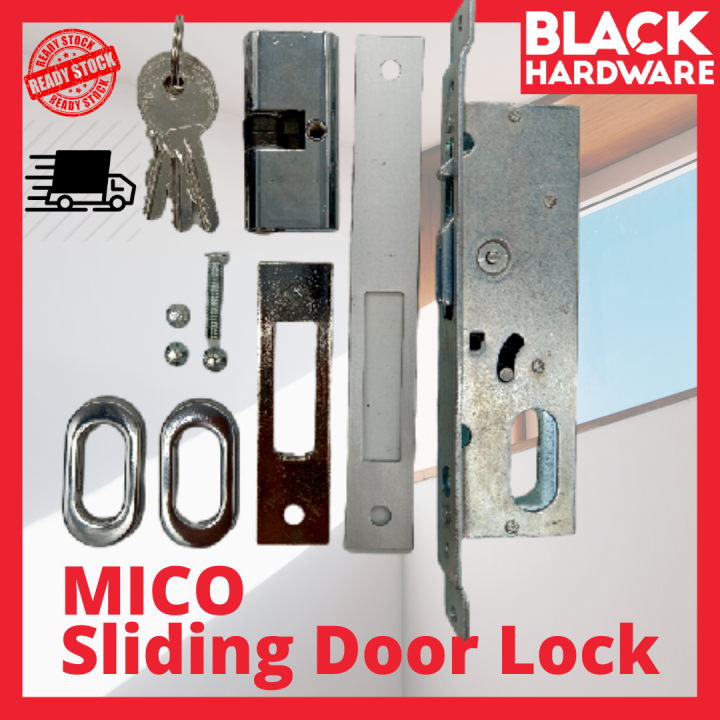 Black Hardware MICO Glass Aluminium Mortice Door Lock Slug Bolt Set ...