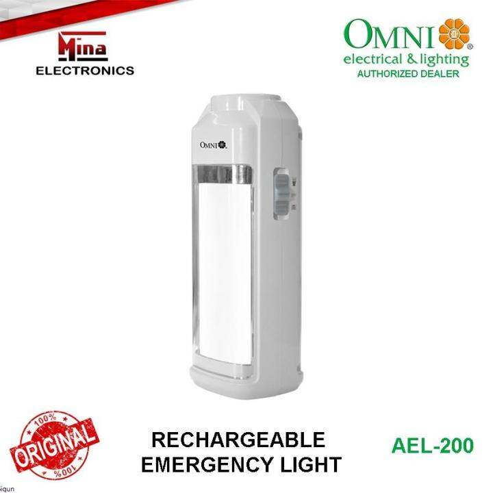 flashlight rechargeable OMNI AEL-200 AEL200 Rechargeable Emergency Light Flashlight | Lazada PH