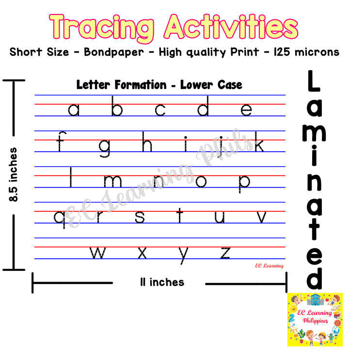 Laminated Tracing Activities LOWER CASE LETTERS Write and Wipe ...