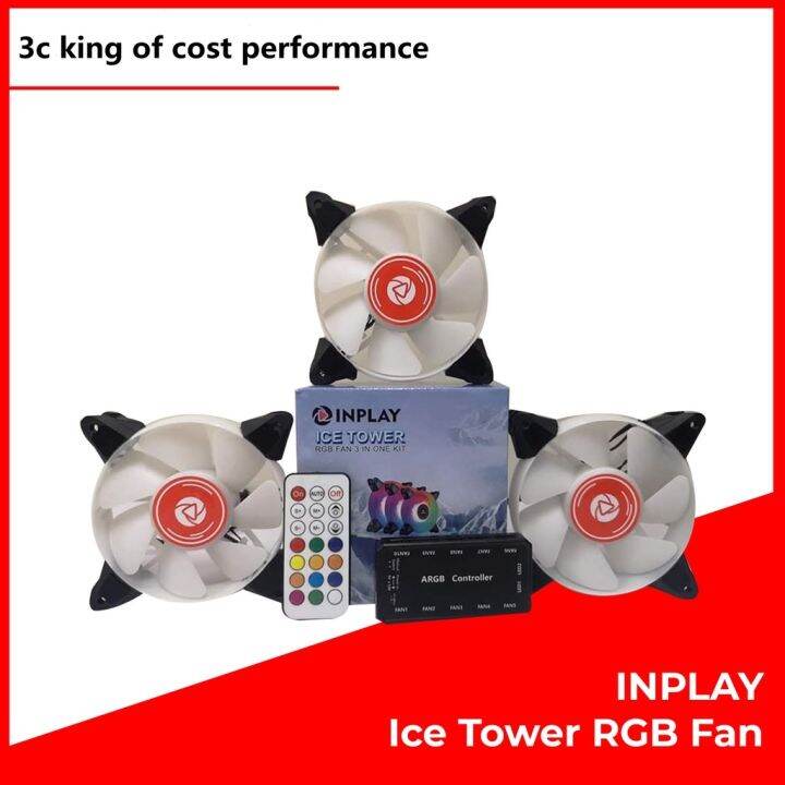【Hot sale】 Inplay Ice Tower Fan 3-in-1 Kit ARGB FAN With Controller PC ...