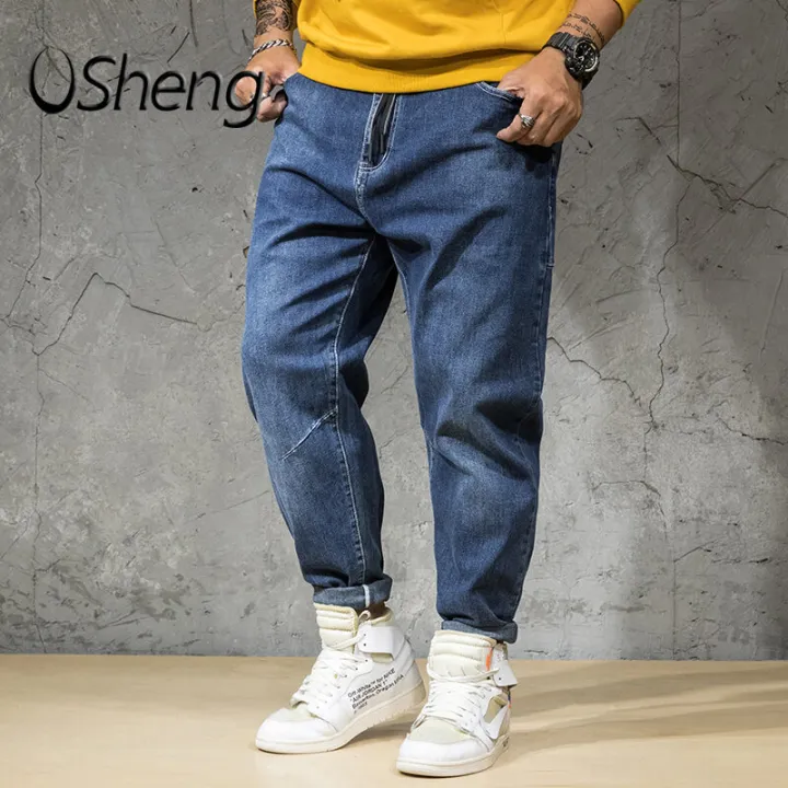 VShengกางเกงยีนส์ผ้ายืดสำหรับผู้ชาย,เสื้อผ้าผู้ชายขนาดใหญ่กางเกงยีนส์ ...