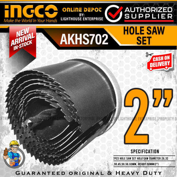 INGCO 7pcs 2" 50mm Hole Saw Set (AKHS702) *LIGHTHOUSE ENTERPRISE ...