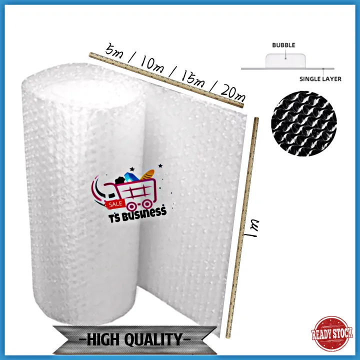 Bubble Wrap 20 meter x 1 meter Packing Packaging Plastic Wrap Single ...