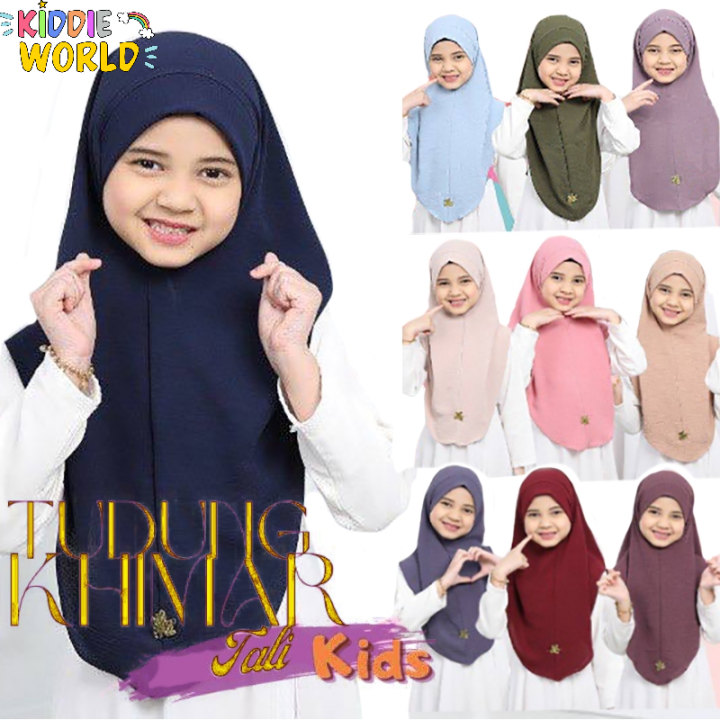 (6Y-12Y) Tudung Sarung Budak KHIMAR TALI Cey Crepe Ironless (20 Warna) Budak Kids Hijab Plain ...