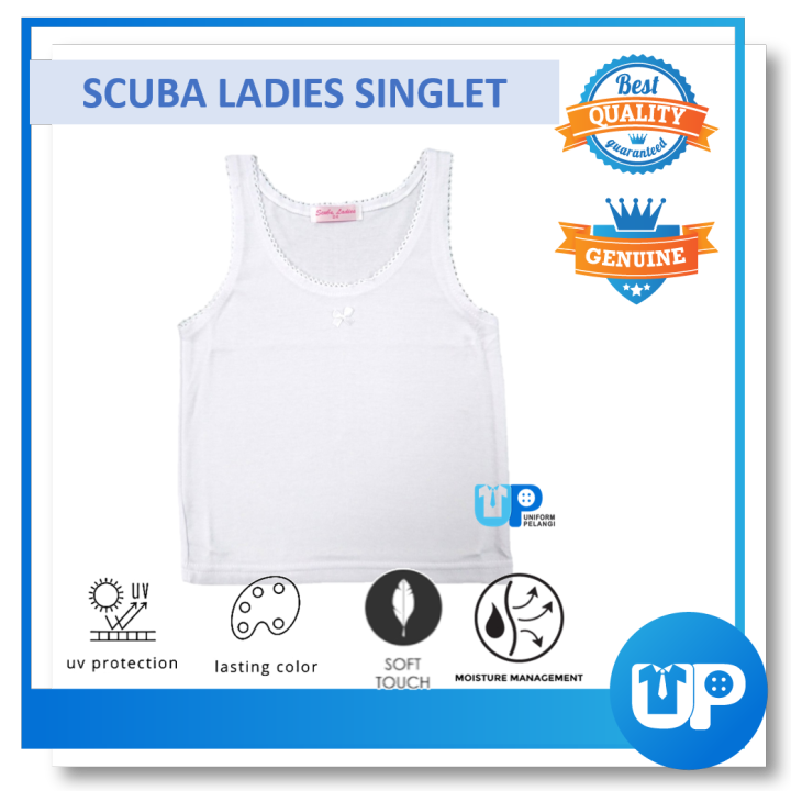 Scuba Ladies Singlet Original Baju Inner Perempuan Soft Cotton Putih ...