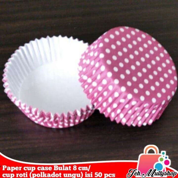 paper cup case Bulat 8 cm/cup roti (polkadot ungu) isi 50 pcs | Lazada ...