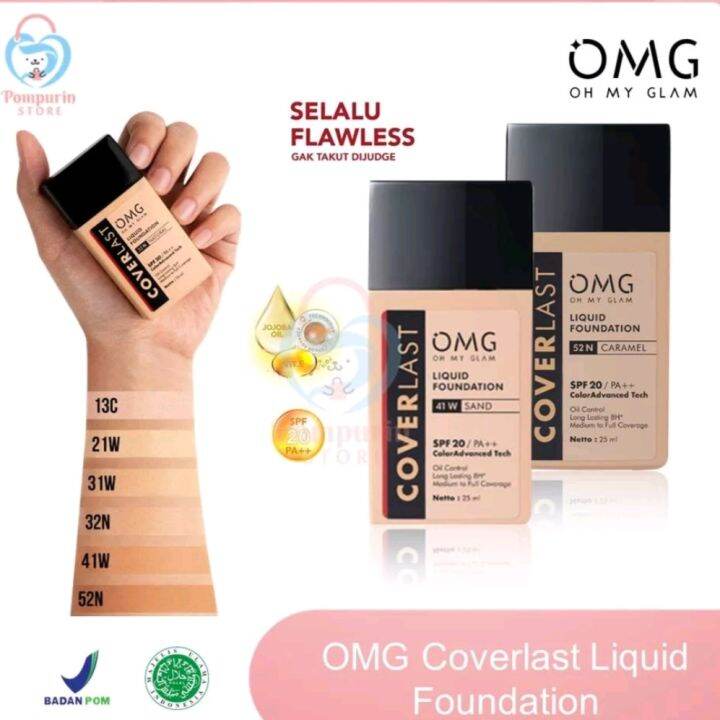 OMG Coverlast Liquid Foundation High Coverage 6 Shades SPF20 oH mY gLAM | Lazada Indonesia