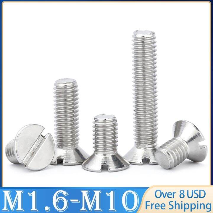 2 10 pcs Metric Threaded Slotted Flat Countersunk Head Machine Screw Bolt M1.6 M2 M2.5 M3 M4 M5 ...