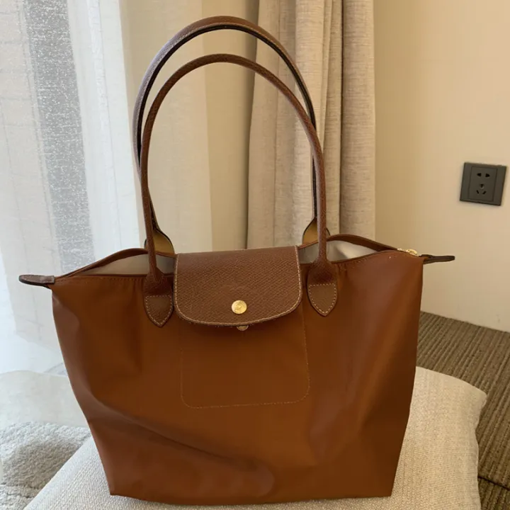 100% original longchamp official store Cognac Nylon Bag L1899 large ...