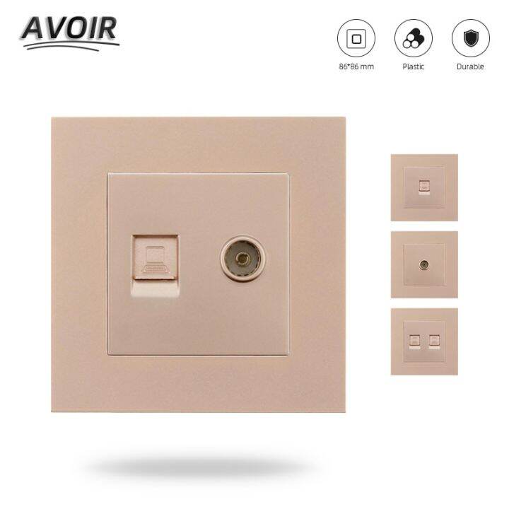 Avoir TV Computer Data Port Socket Dual RJ45 With TV Socket Outlet Plug ...