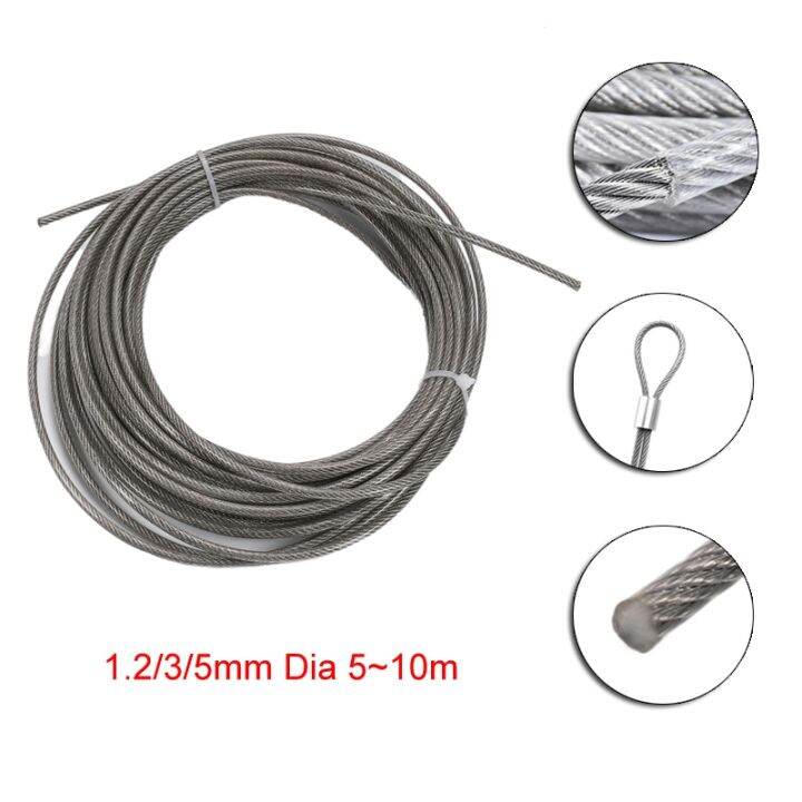 1.2/3/5mm Dia 5 10m Long PVC Coated Steel Wire Cable 304-Stainless ...