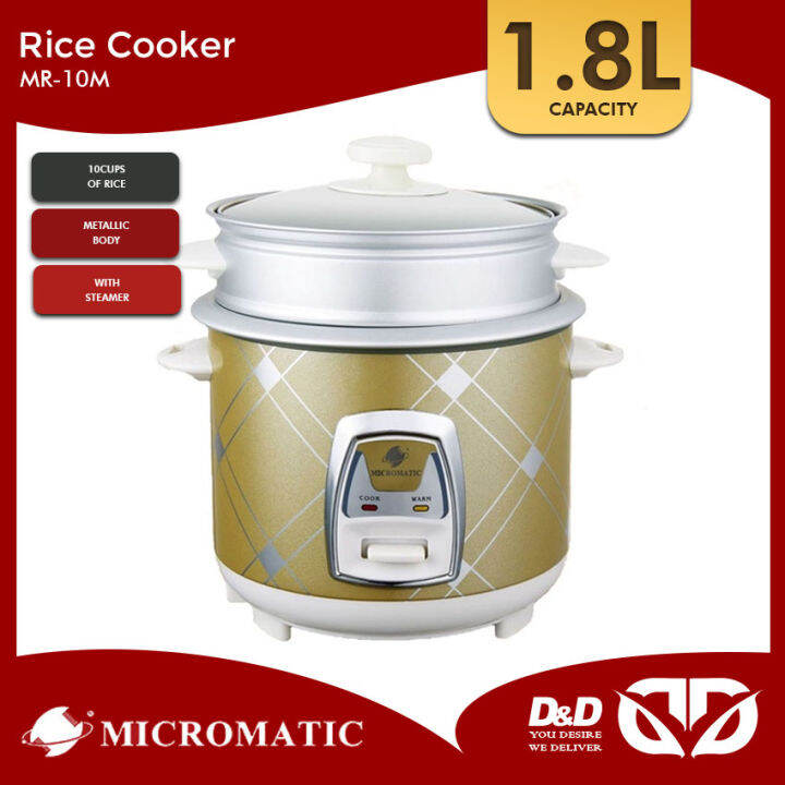 D&D | Micromatic MR-10M 1.8L Metallic Body Conventional Rice Cooker (10 ...