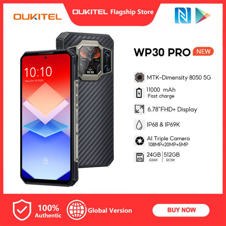 Oukitel WP30 Pro 5G Rugged Smartphone 120W Super Charge 11000 mAh 6.78" FHD+12GB+512GB 120HZ ...