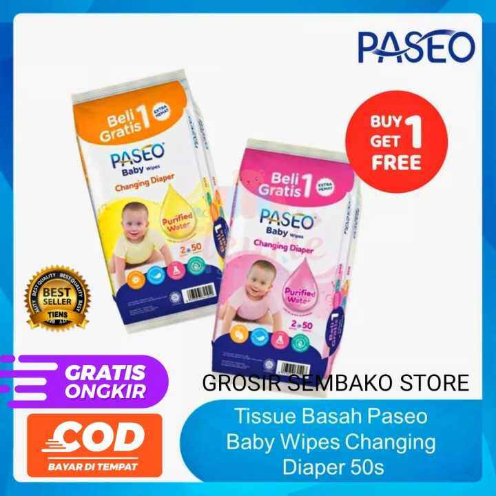 TISSUE Basah PASEO Baby Wipes (Buy 1 Free 1) Tisu Basah Baby 50 Sheet ...