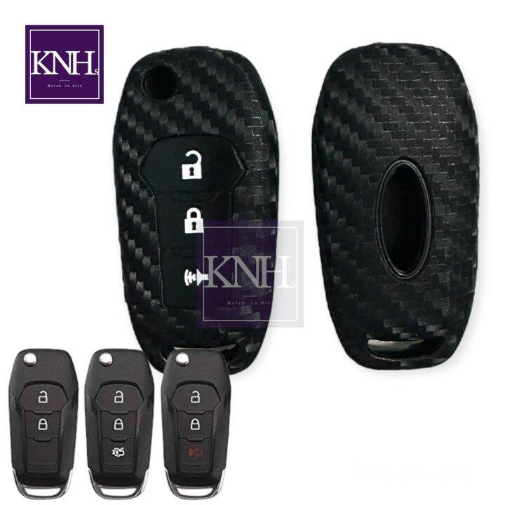 Carbon Fiber Silicone Car Remote Flipkey Cover for Ford Everest ...