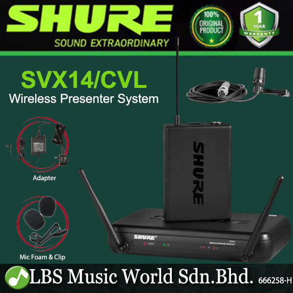 Shure SVX14/CVL Wireless Presenter Mic System with SVX4 Receiver, SVX1 ...