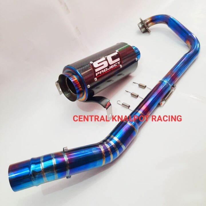 KNALPOT RACING SC PROJECT KARBON FULL BLUE MOON FULL SYSTEM CB 150R OLD ...