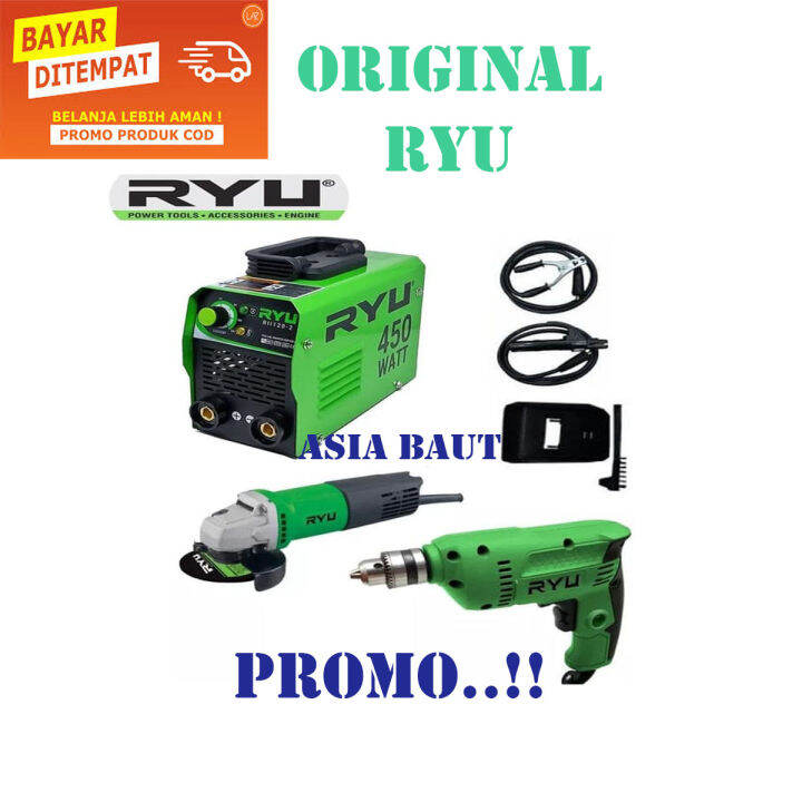 [3 ITEM] Paket Mesin Las ryu 450 Watt 120 Amper + Bor RYU 10 mm ...