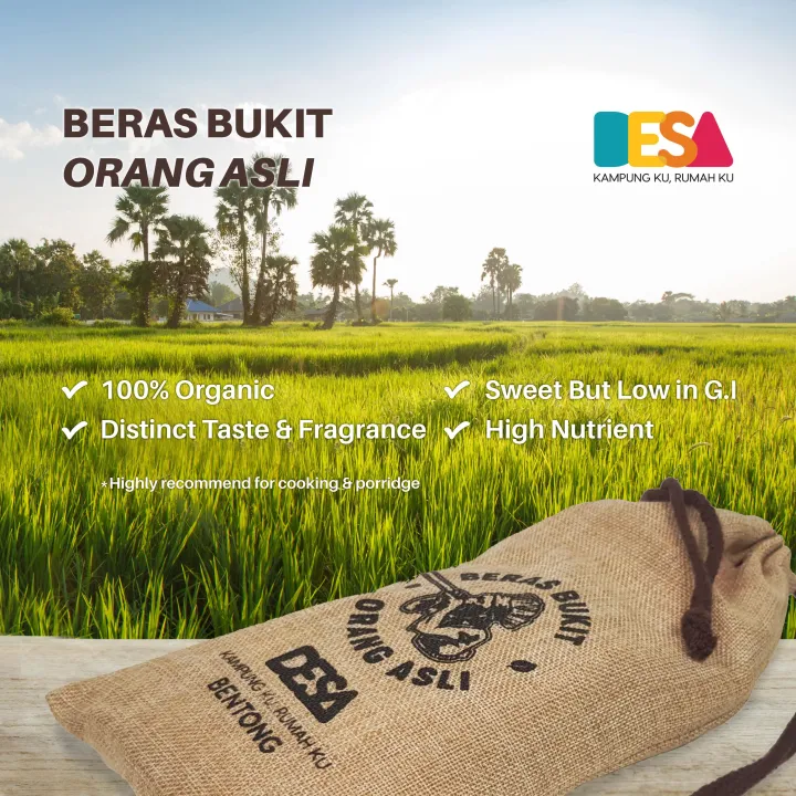 Orang Asli Bentong Organic Rice Beras Bukit 1kg [DESA] | Lazada