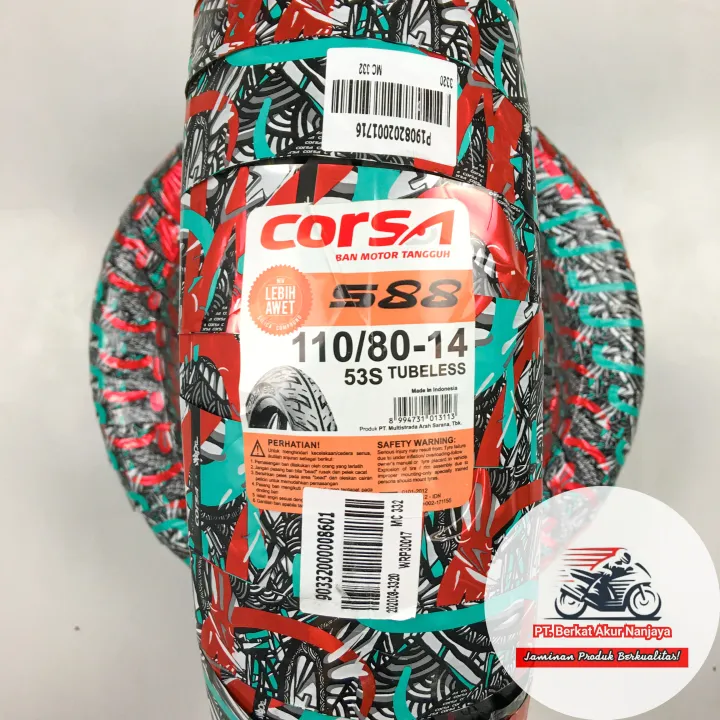 Ban Motor Matic 110/80 ring 14 CORSA S88 TUBELESS Bonus Pentil untuk ...