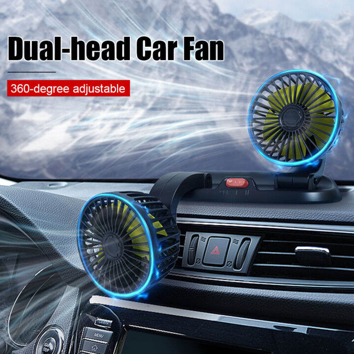 MB Car Fan Dual Head USB or 12V/24V Dash Cooling Fan 2 Speeds ...