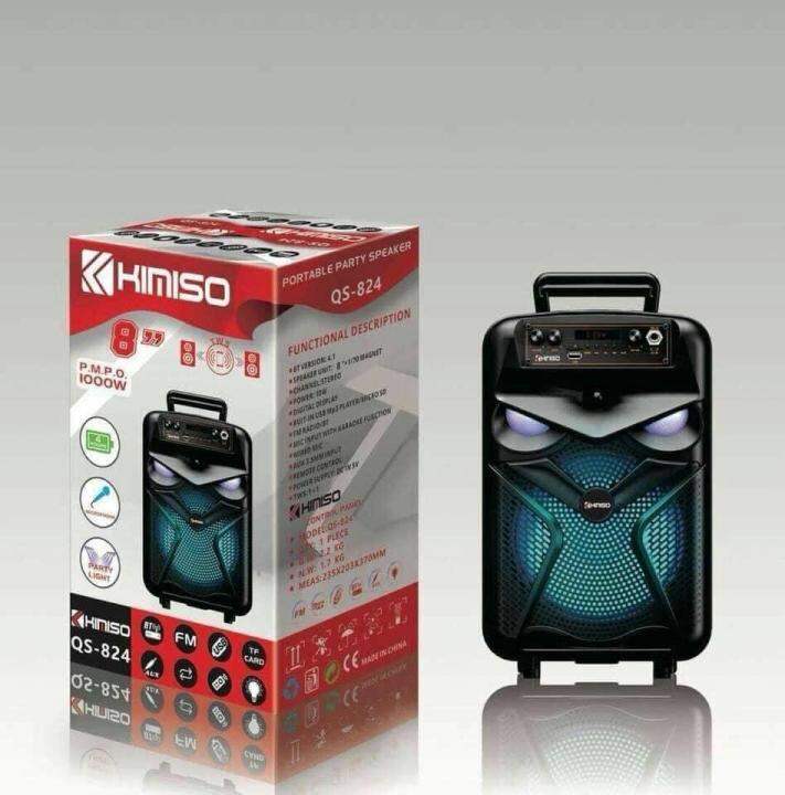 KIMISO QS-824 8 Inch LED Portable Super Bass Speaker Bluetooth/USB/TF ...