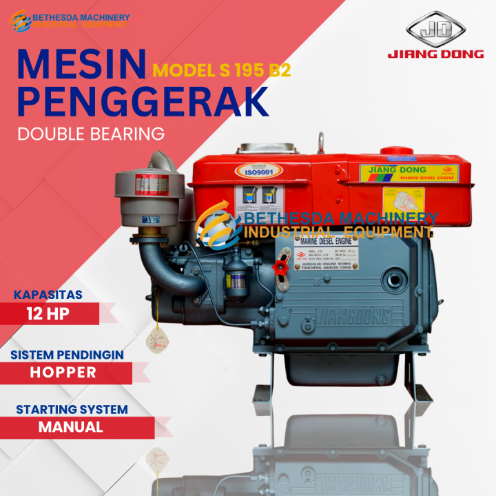 Mesin Diesel 12 HP Jiang dong S 195 B2 Engine Penggerak 12Hp / 12 Pk ...