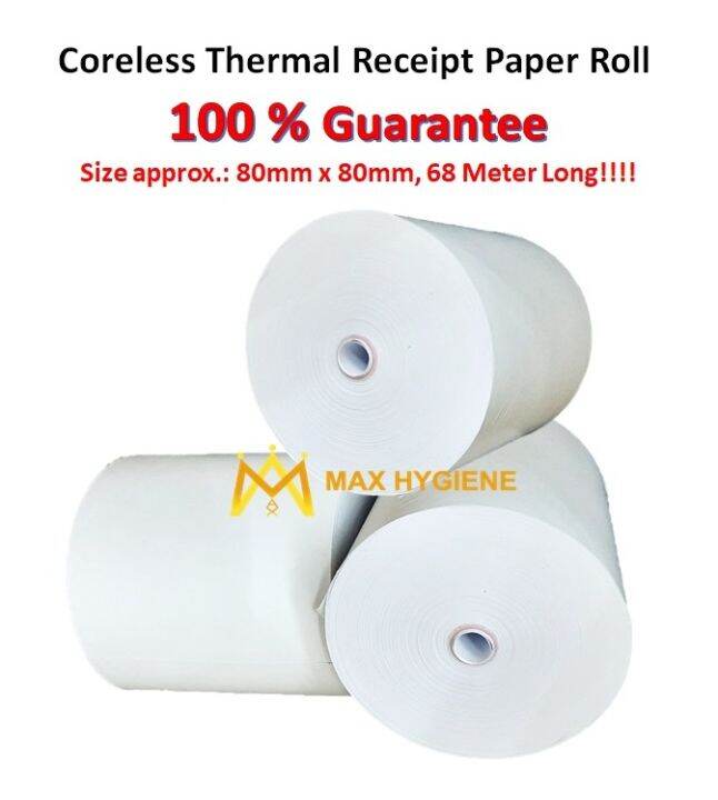 BIG ROLL! Coreless Thermal Receipt Paper Roll 80mm x 80mm (2 Rolls Per ...
