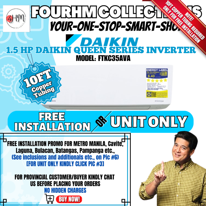 FOURHMC DAIKIN 1.5HP R32 D-SMART QUEEN SERIES SPLIT TYPE INVERTER ...