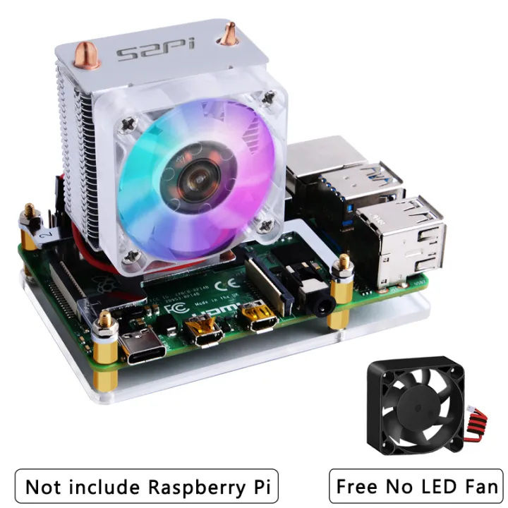52Pi Ice Tower Cooling Fan for Raspberry Pi 4 Copper Tube with RGB Fan ...
