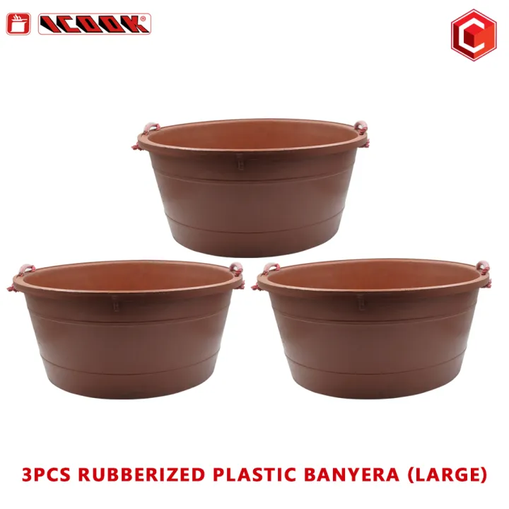 3pcs Industrial Grade Rubberized Plastic Basin Fish Banyera Round LARGE ...