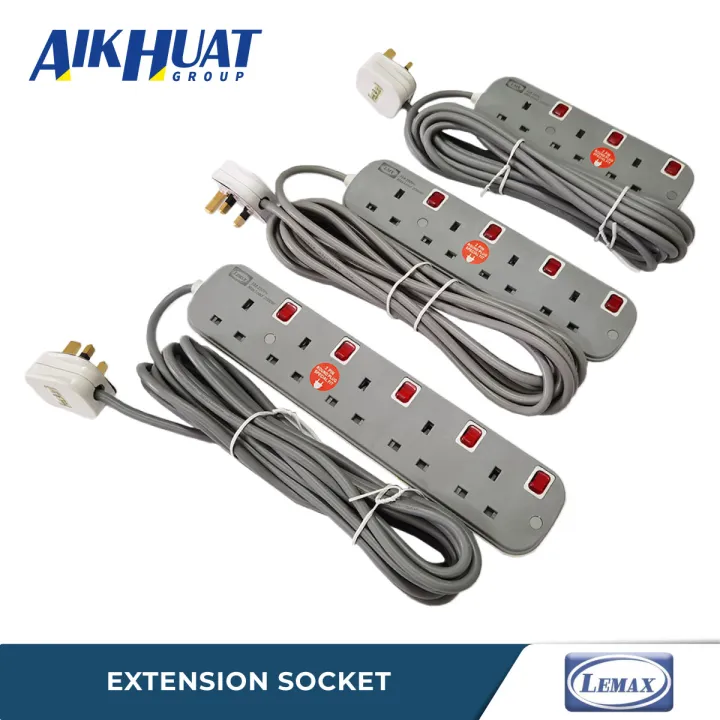 LEMAX 3 Pin Extension Socket With Neon Indicator | Special 2 Pin Fit ...