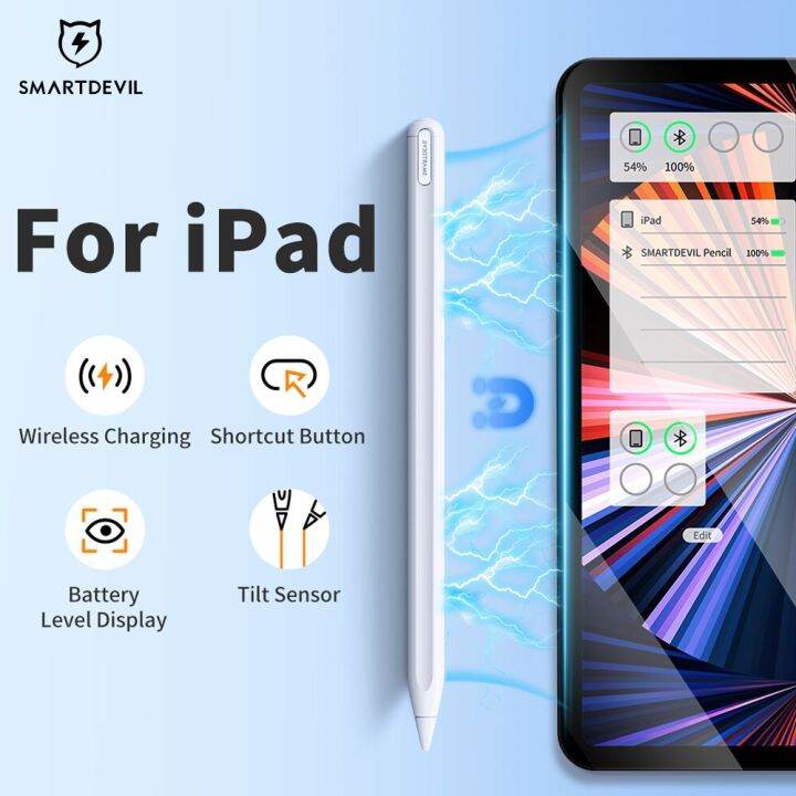 ปากกาสไตลัส Smartdevil 2พร้อมชาร์จไร้สายสำหรับ Ipad Air 4 Pro 11 12.9 Mini 6 Fine Point สำหรับ ...