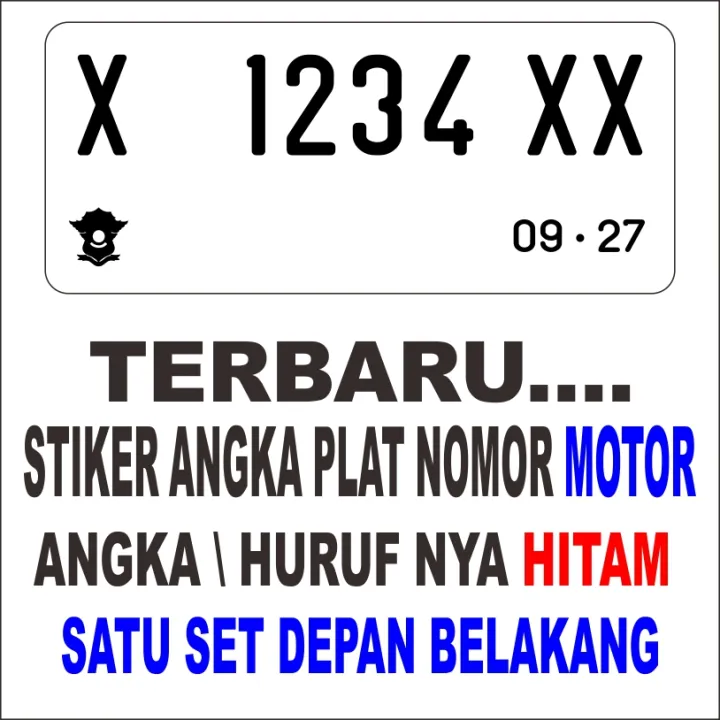 stiker angka plat nomor motor / skotlet angka plat nomor hitam / stiker ...