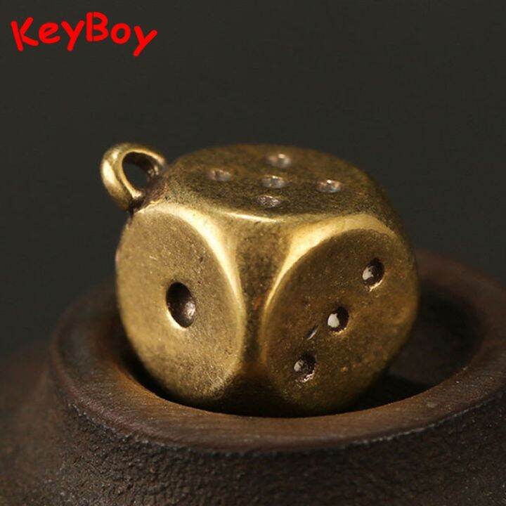 [Hesers] New Brass Dice Key Chain Pendants Vintage Punk Men Club Bar ...