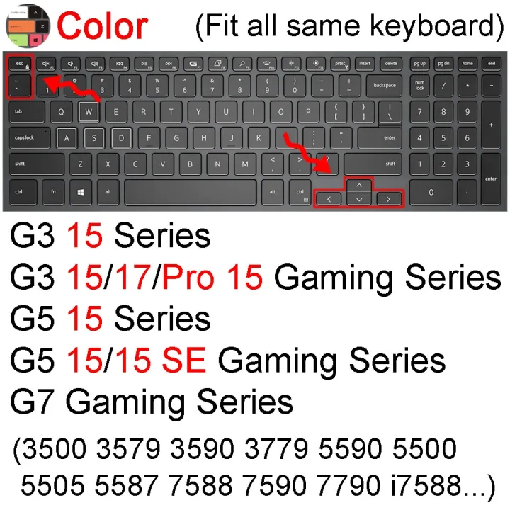 G7 Keyboard Cover for Dell G15 G3 Gaming G5 SE Pro 15 17 3500 3579 3590 3779 5590 5500 Laptop ...