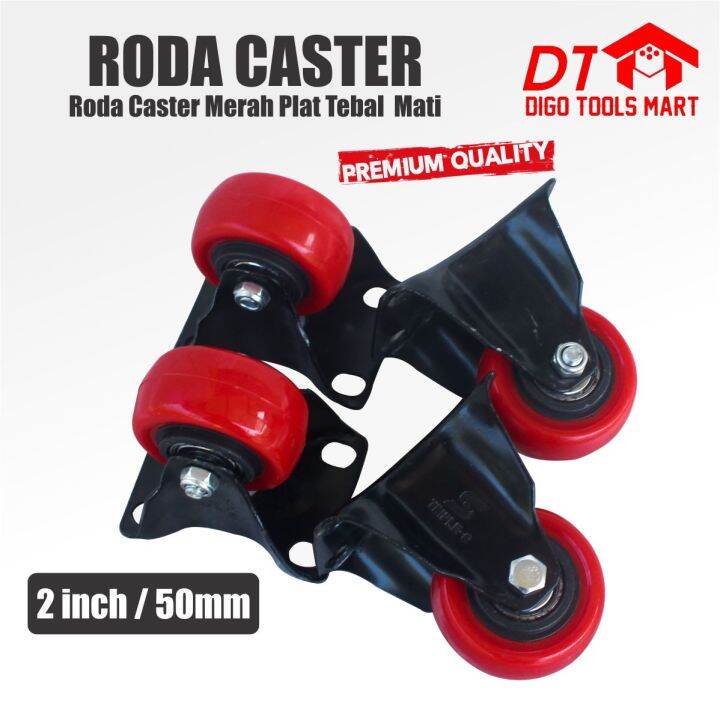 Roda Caster Merah Plat Tebal Mati 2 Inci Roda Nylon Merah Plat Tebal 4 ...