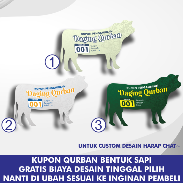 Kupon Qurban/Kurban Bentuk Sapi Art Cartoon 260 Ukuran 8,9x5,3cm - Isi ...