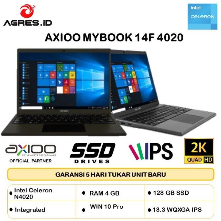 LAPTOP AXIOO MYBOOK 14F N4020 4GB 128SSD WIN10PRO 13.3WQXGA IPS 2.5K ...