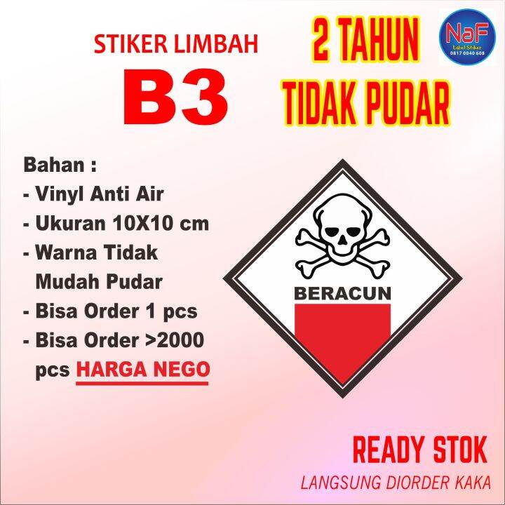Stiker limbah B3 label tanda simbol beracun vinyl tahan air | Lazada ...