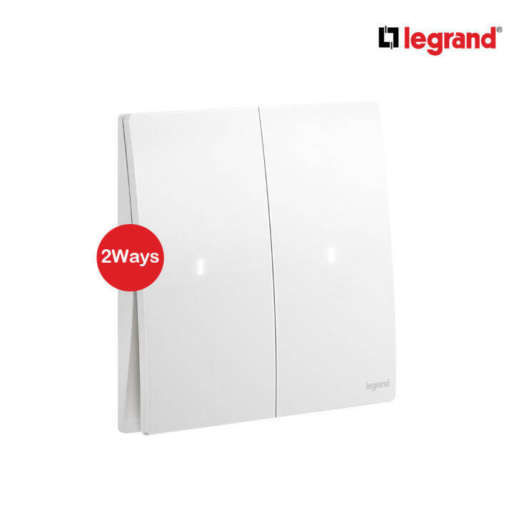 Legrand สวิตช์สองทาง 2ช่อง สีขาว มีไฟ LED 2G 2W 16AX Illuminated Switch ...