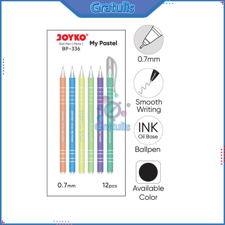 PULPEN JOYKO MY PASTEL BP-336 [1 PACK/12 PCS] / ALAT TULIS SEKOLAH ...